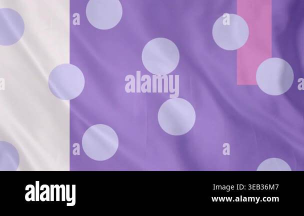 Purple and white polka dots animation over abstract shapes background ...