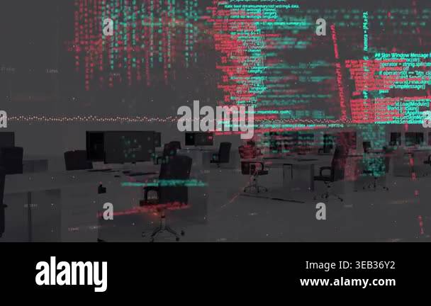 Animation of data processing on digital interface over women running on ...