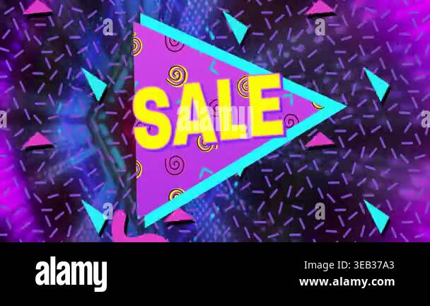 Animation of colorful geometric shapes with SALE text on vibrant ...