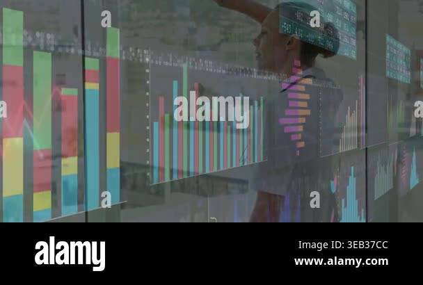 Medical doctor touching transparent display transforming bar chart into ...