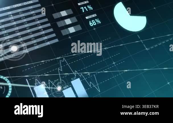 Graphs and charts animation over world map and data visualization ...