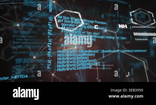 Animation of network of connections and chemical structures over data ...