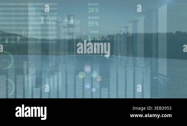 Animation of financial data, graphs and social media reactions over ...