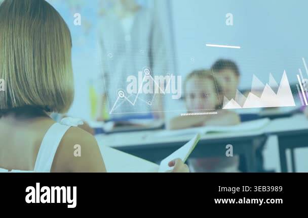Student starting reading book for education with line graph animating ...
