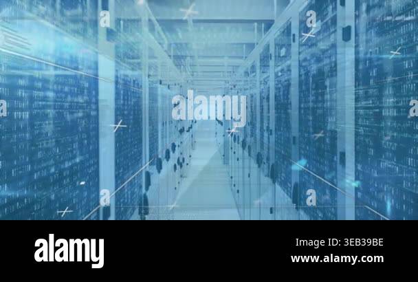 Animation of data processing over servers. Data processing, digital ...