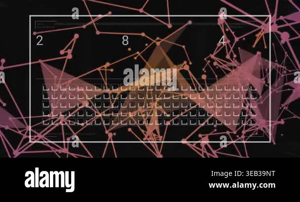 Animation of qr code over network of connections and data processing ...