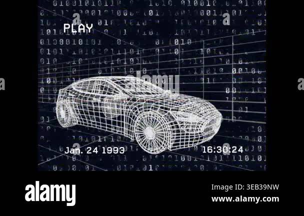 Animation of car project over data processing in digital car. Global ...