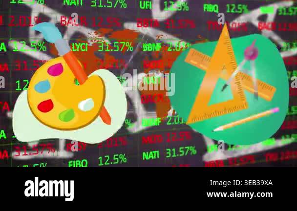 Animation of colourful puzzle and autism text over business people ...