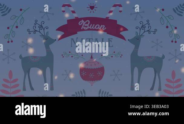 Animation of falling hearts over buon natale text. Christmas, tradition ...