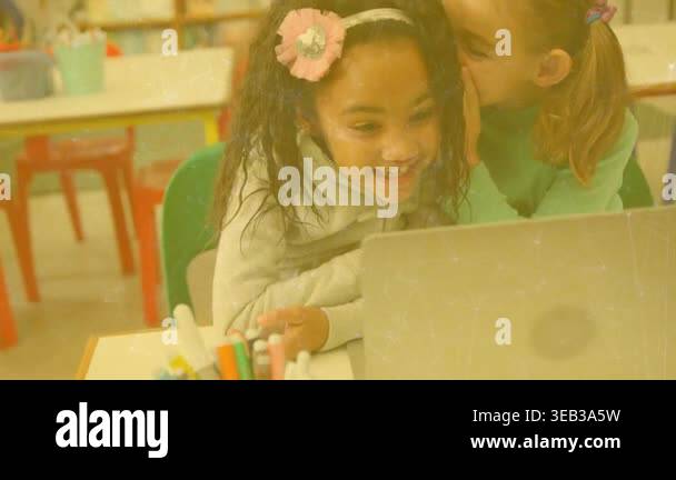 Animation of network of connections over diverse schoolgirls using ...