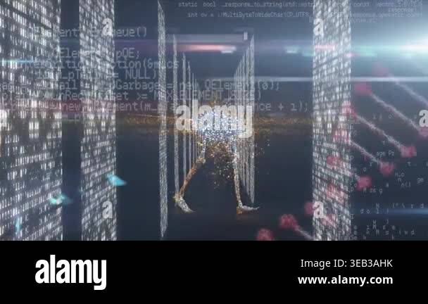 Animation of spinning dna structure and human body model against blue ...