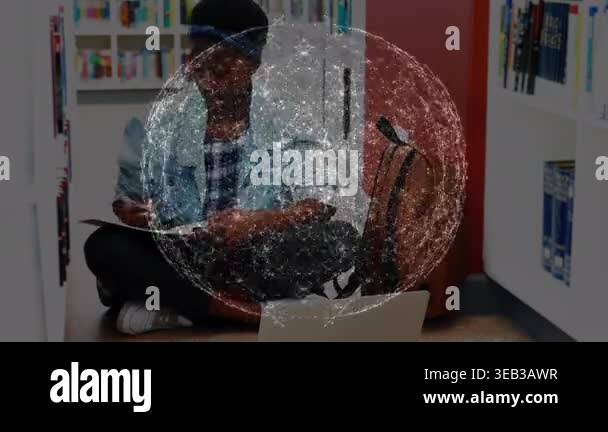 Animation of network of connections over african american student using ...