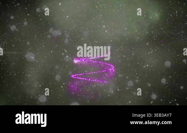 Animation of snow falling over christmas tree with season's greetings ...