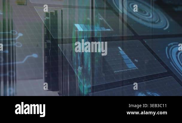 Upon stream start 3D racks showing data bars growing while holograms ...