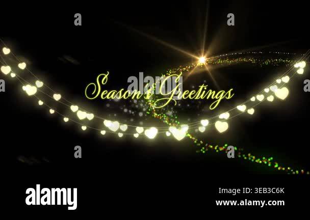 Animation of christmas tree over seasons greetings text. Christmas ...