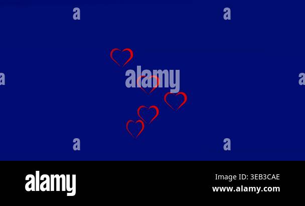 Animation of red heart shapes against blue background. Digitally ...