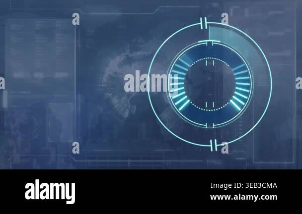 Animation of scan scoping and data processing over navy background ...