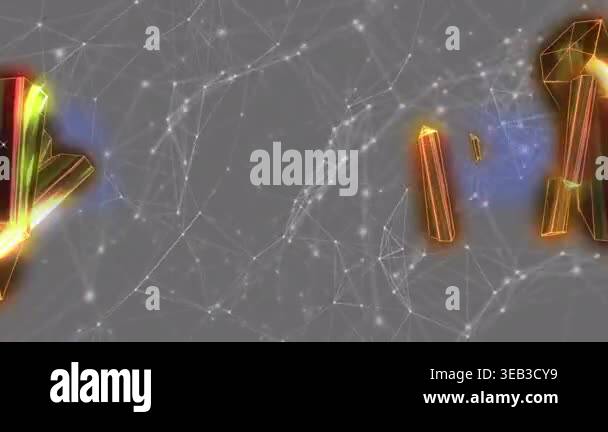 Animation of network of connections over woman using tablet. Global ...