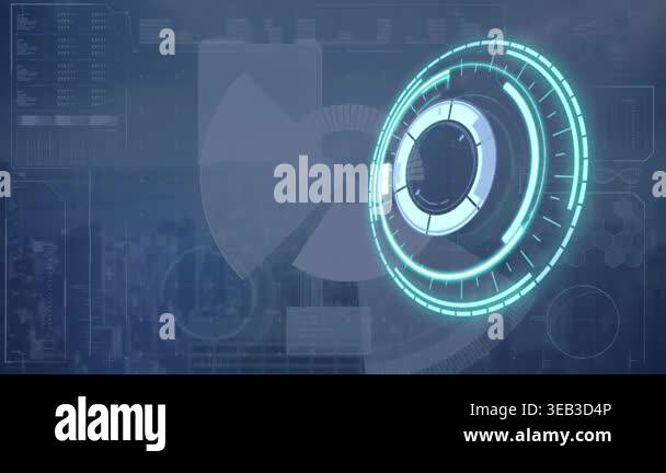 Animation of scan scoping over data processing on navy background ...