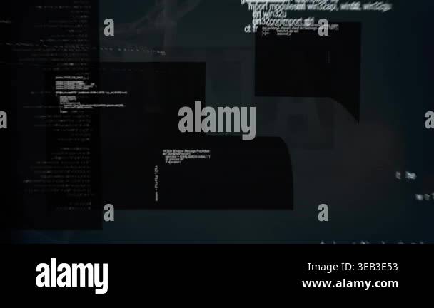 Animation of binary coding, human brain, dna strand and data processing ...