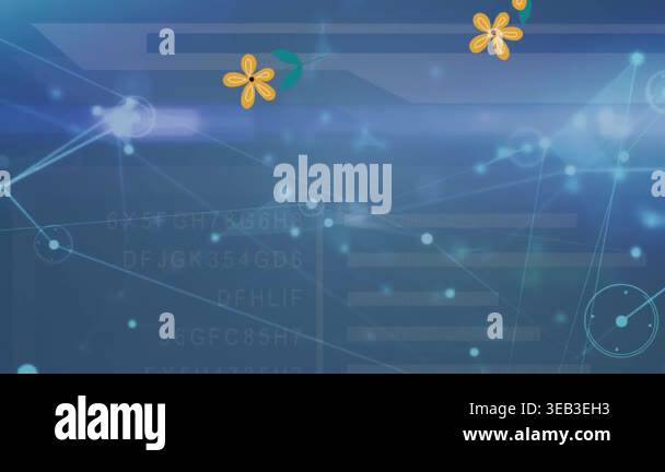 Animation of text with globe and network of connections. Global digital ...