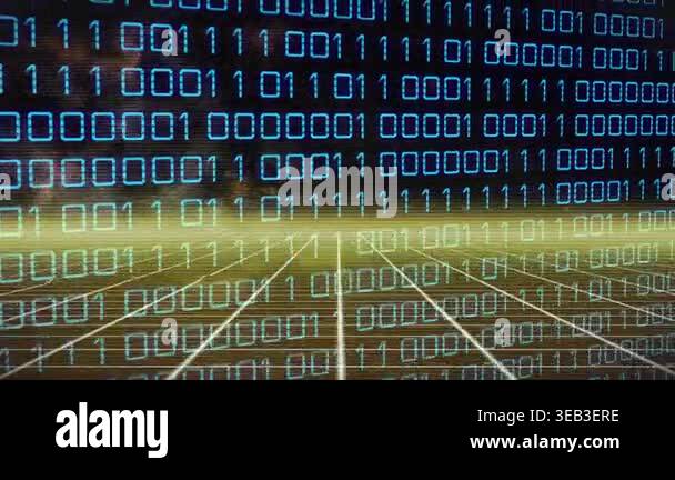 Golden band showing at center starting binary corridor scrolling grid ...
