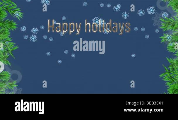 Animation of happy holidays text over christmas winter scenery ...