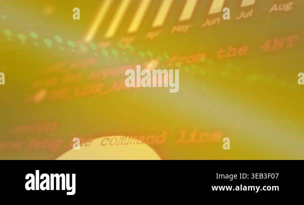 Animation of binary coding data processing over glowing computer ...