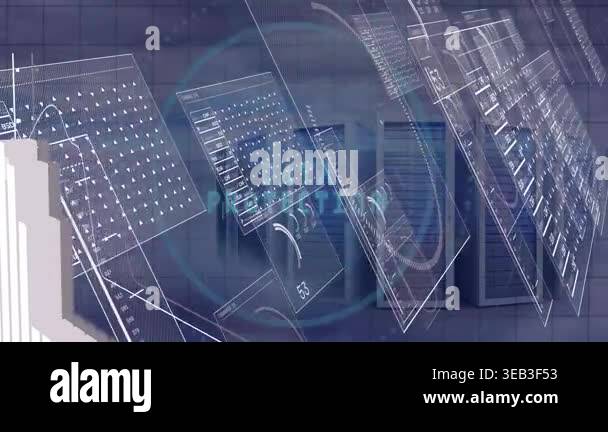 Animation of futuristic digital interface with abstract geometric ...