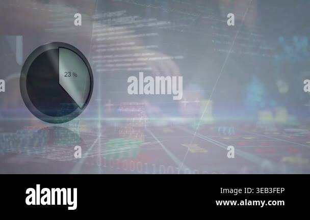 Animation of graphs and financial data over hands of people playing ...