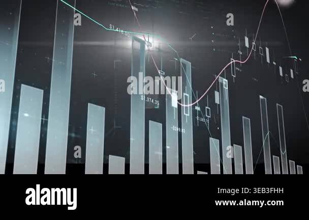 Animation of data processing over qr code. Global business and digital ...
