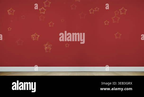 Animation of golden stars falling over merry christmas text banner and ...