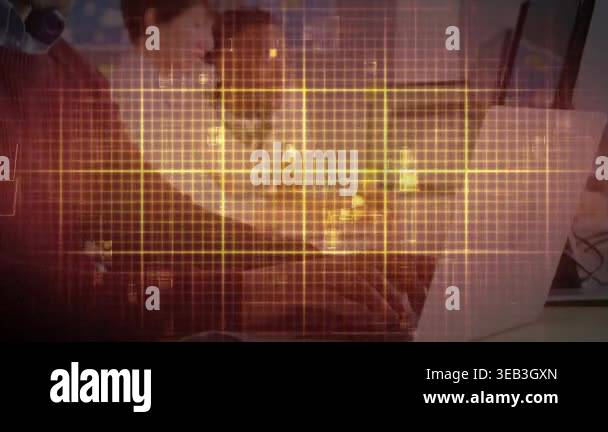 Animation of lifeline over men using business people. global health ...