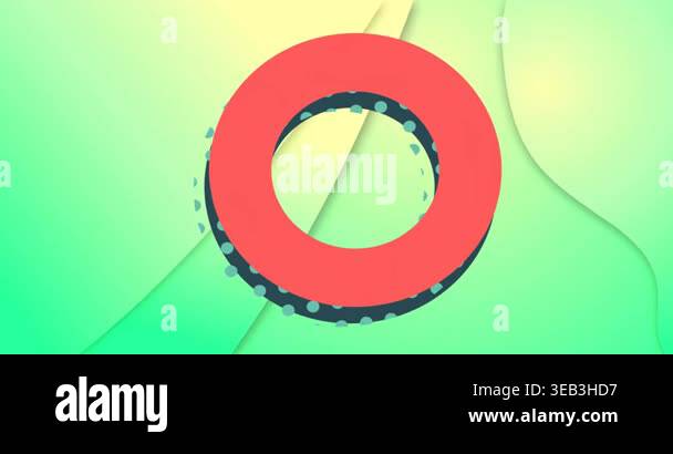 Animation of red circle spinning on patterned green background. Shape ...