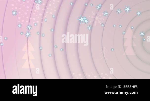 Animation of snow falling over christmas decoration and pattern ...
