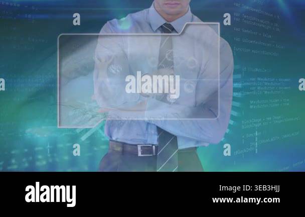 Animation of scope scanning and data processing over man in house using ...