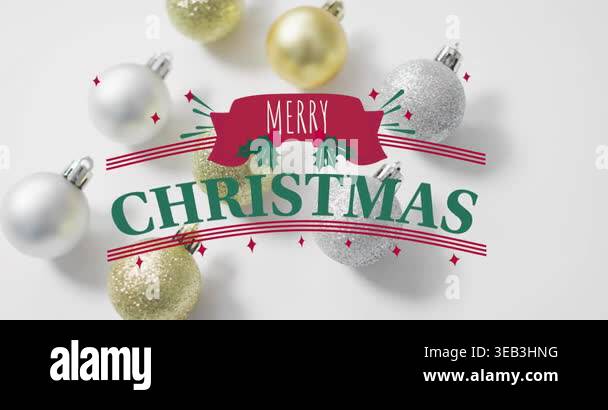 Animation of christmas greetings text over christmas decorations ...