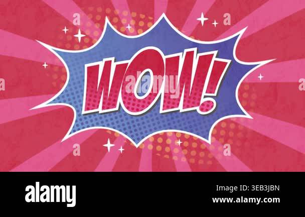 Animation of comic 5 options text over multiple comic speech bubbles ...