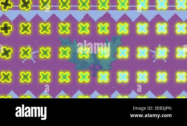 Animation of abstract shapes in seamless pattern and mistletoe over ...