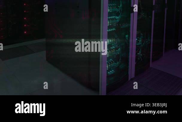 Animation of data processing and computer servers. Global online ...