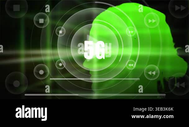 Animation of text with globe and network of connections. Global digital ...