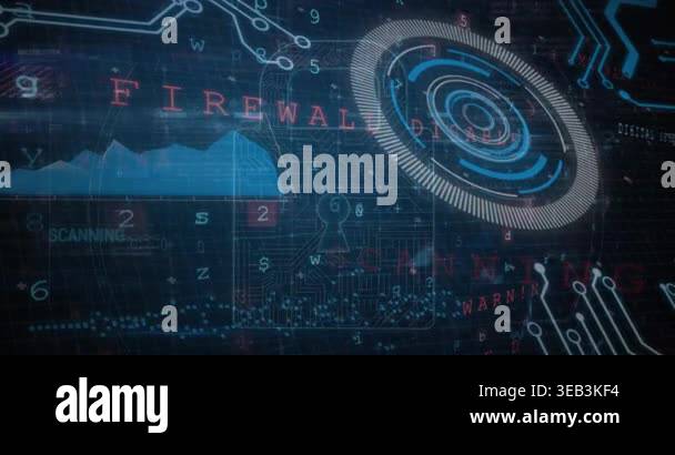 Animation of digital data processing over dark background. global ...
