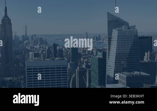 Animation of thank you text over cityscape. Online networking internet ...
