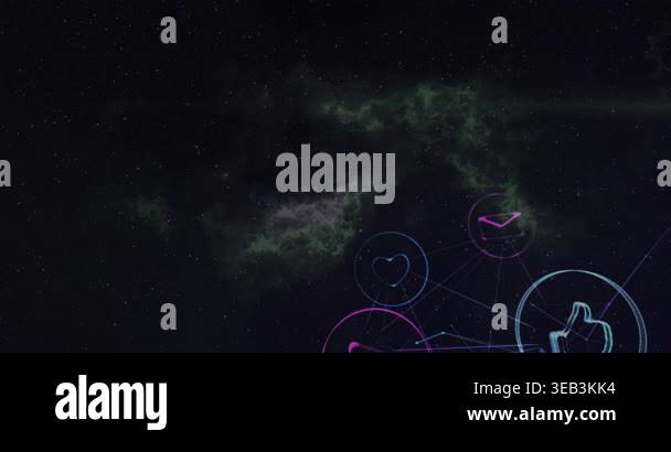 Animation of text with globe and network of connections. Global digital ...