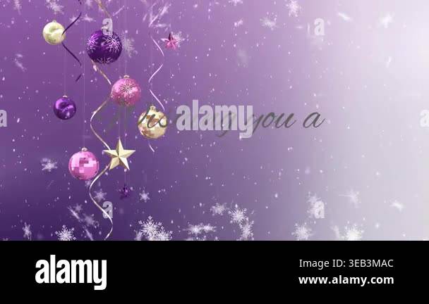 Animation of wishing you happy holidays text over snowflakes and ...