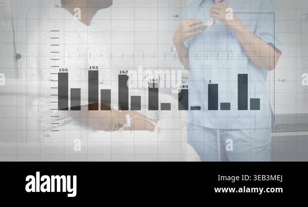 Chart appearing initiating nurse using stethoscope on chest as graphs ...