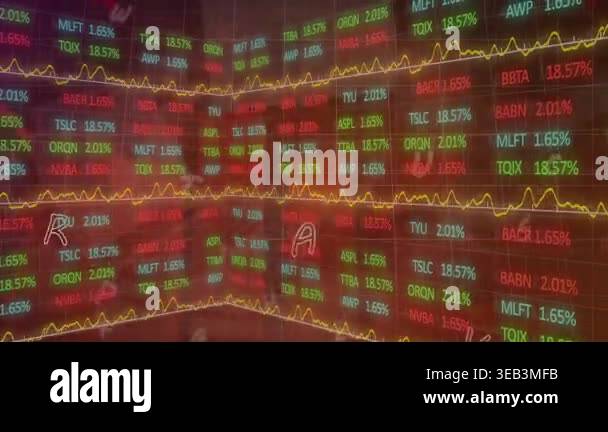 Animation of data processing over letters. Global business and digital ...