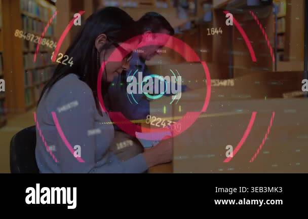 Animation of financial data processing over diverse business people ...