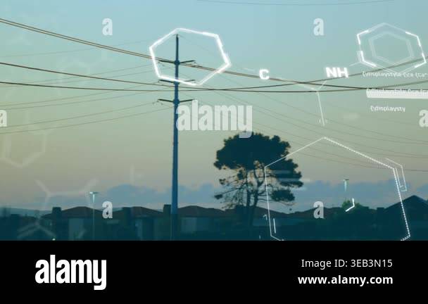 Animation of chemical structures and data processing over mobile towers ...