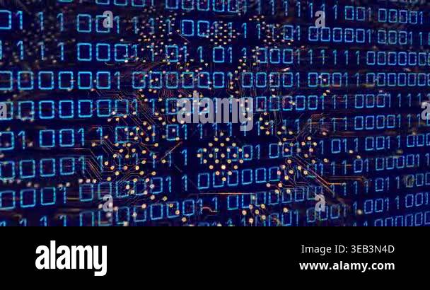 Animation of binary codes with micro processing data on digital ...